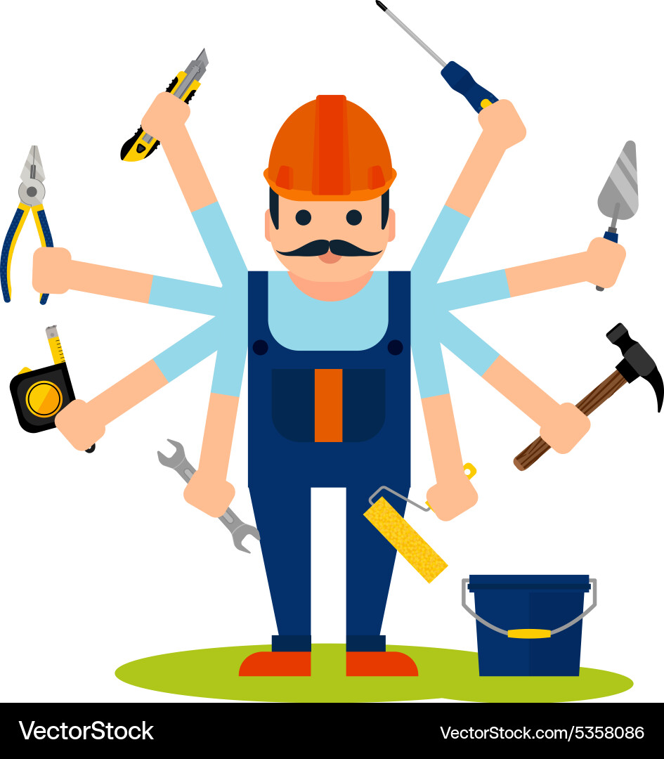 Concept of handyman worker Royalty Free Vector Image