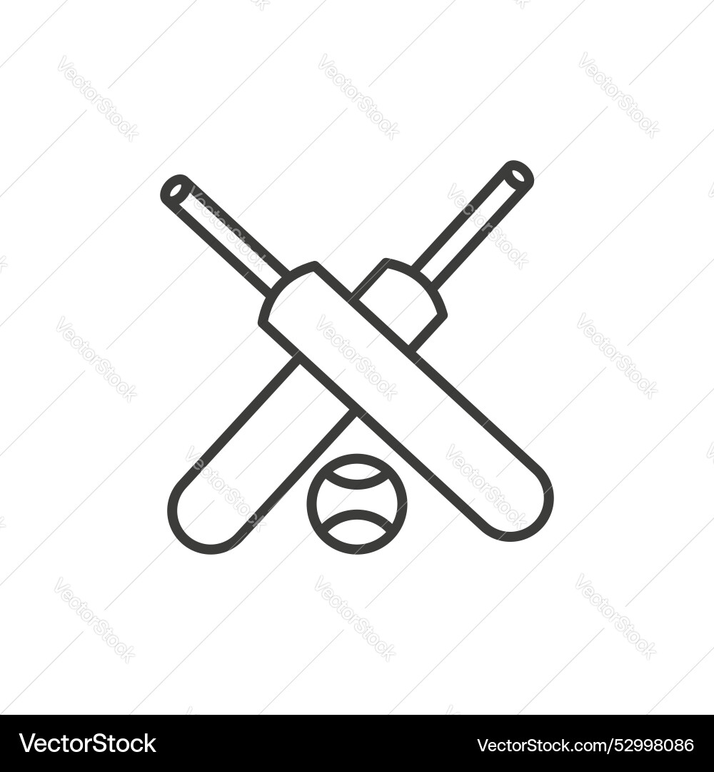 Cricket icon set bat and ball symbol Royalty Free Vector