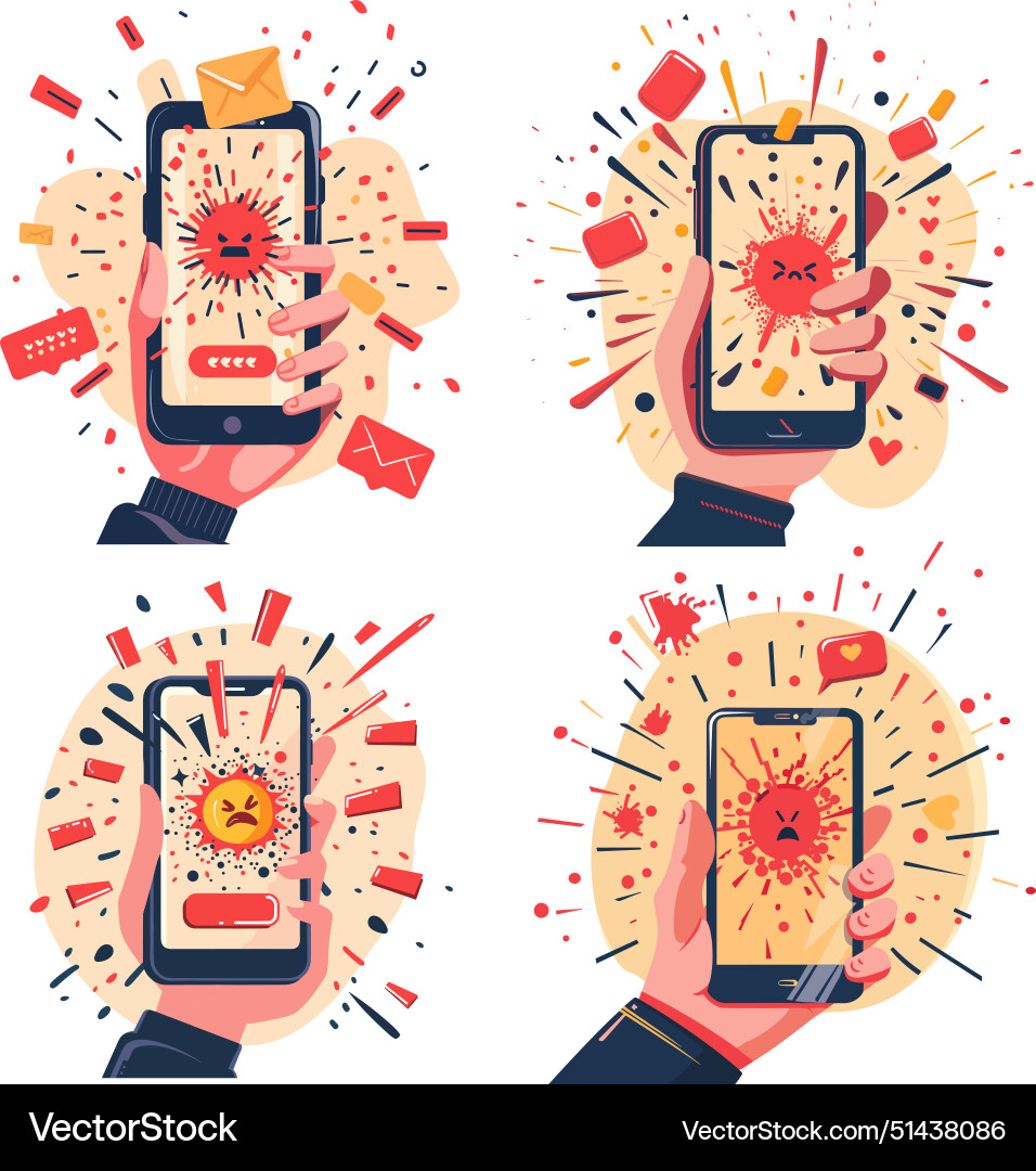 Cyber insults cartoon hand Royalty Free Vector Image