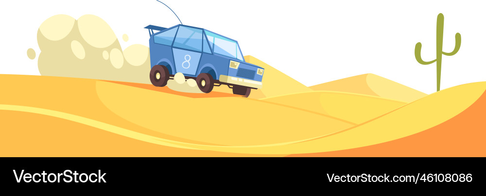 Desert rally race composition Royalty Free Vector Image