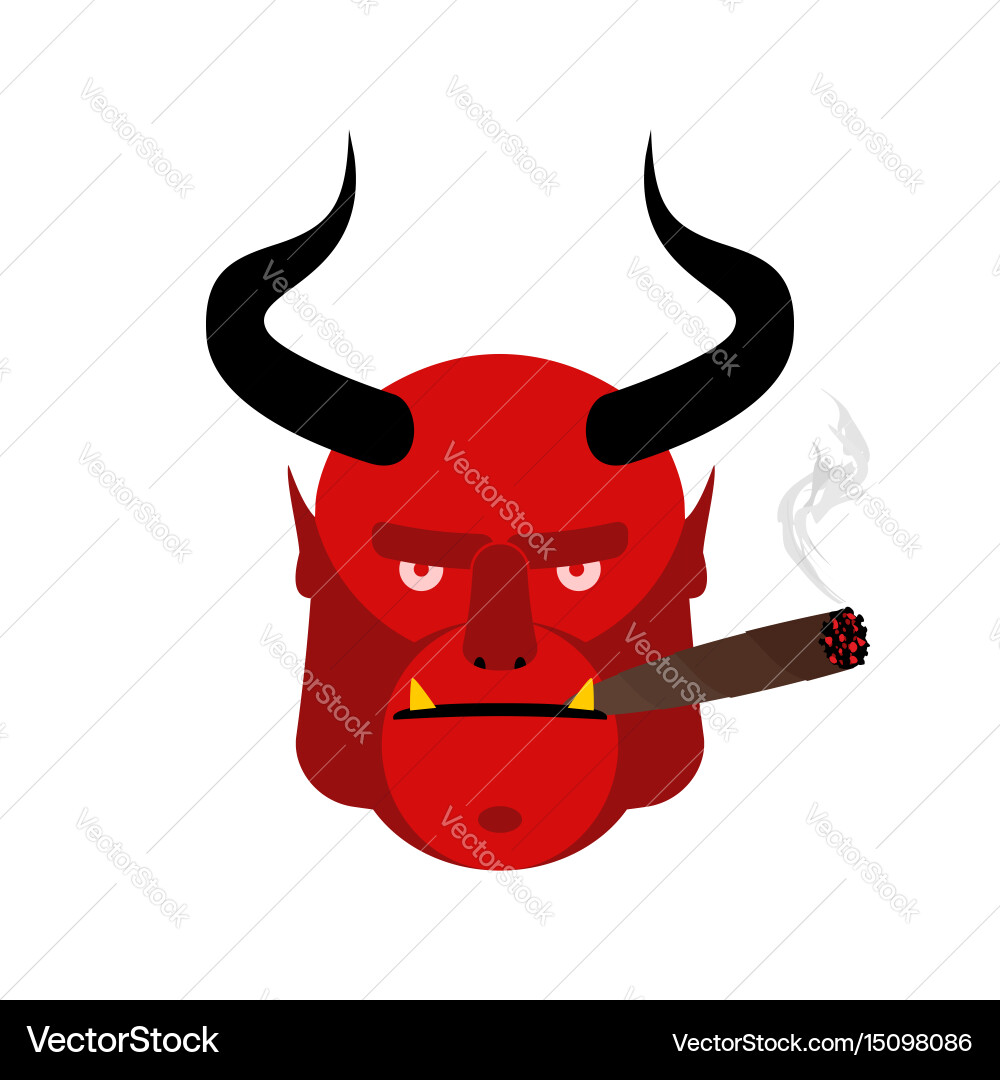 Evil satan with cigar aggressive devil horns Vector Image