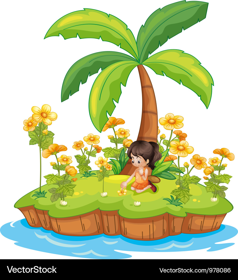 Girl on an island Royalty Free Vector Image - VectorStock