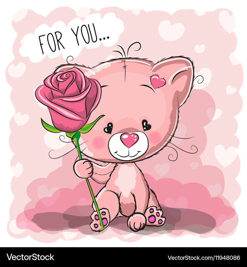 Greeting card cute cat Royalty Free Vector Image