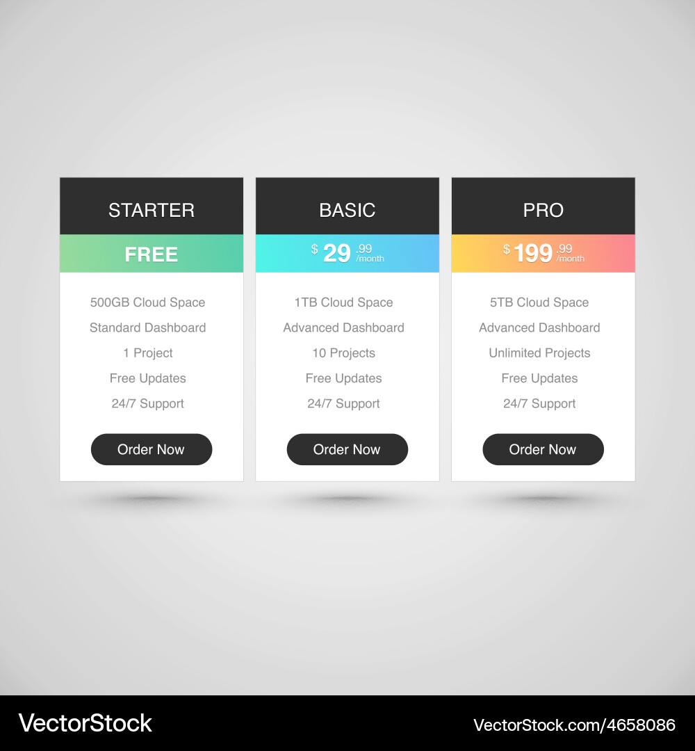 Modern Pricing Templates Royalty Free Vector Image