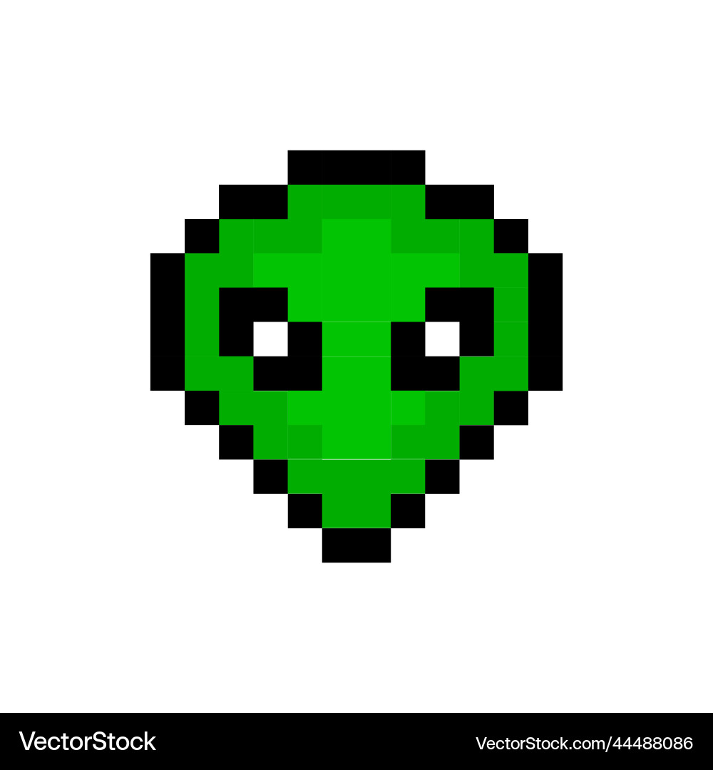 Pixel alien 8 bit art cosmic graphic cartoon Vector Image