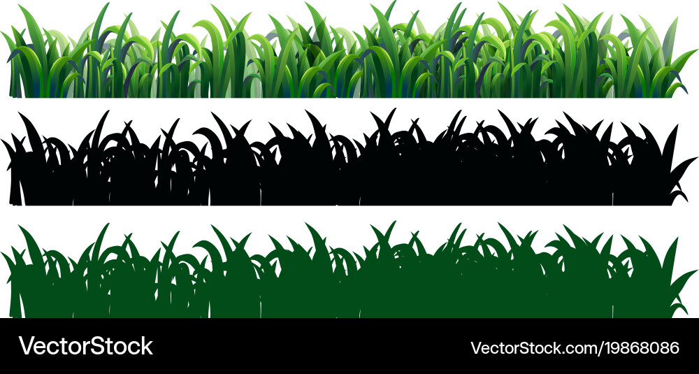 Seamless grass in three styles Royalty Free Vector Image