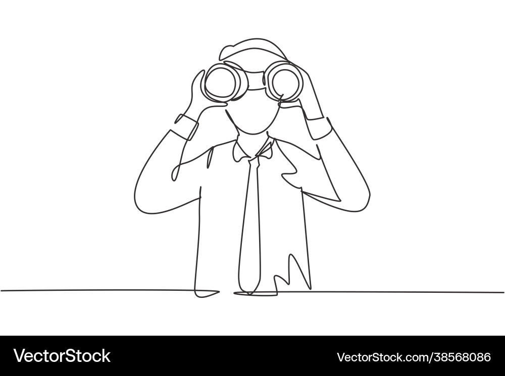 Single continuous line drawing young businessman Vector Image