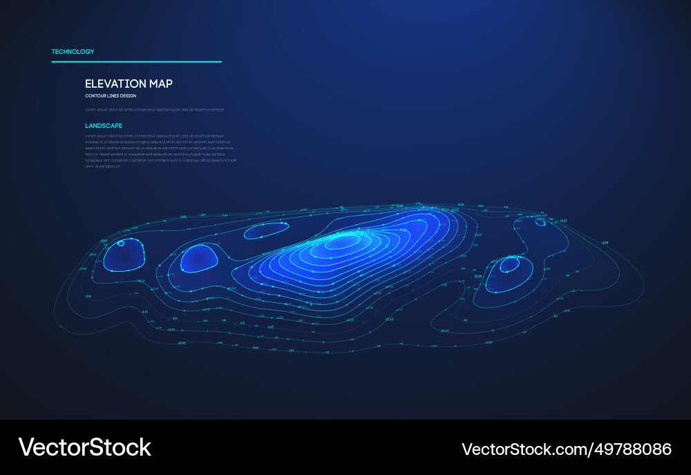 Topographic map blue technology background big Vector Image