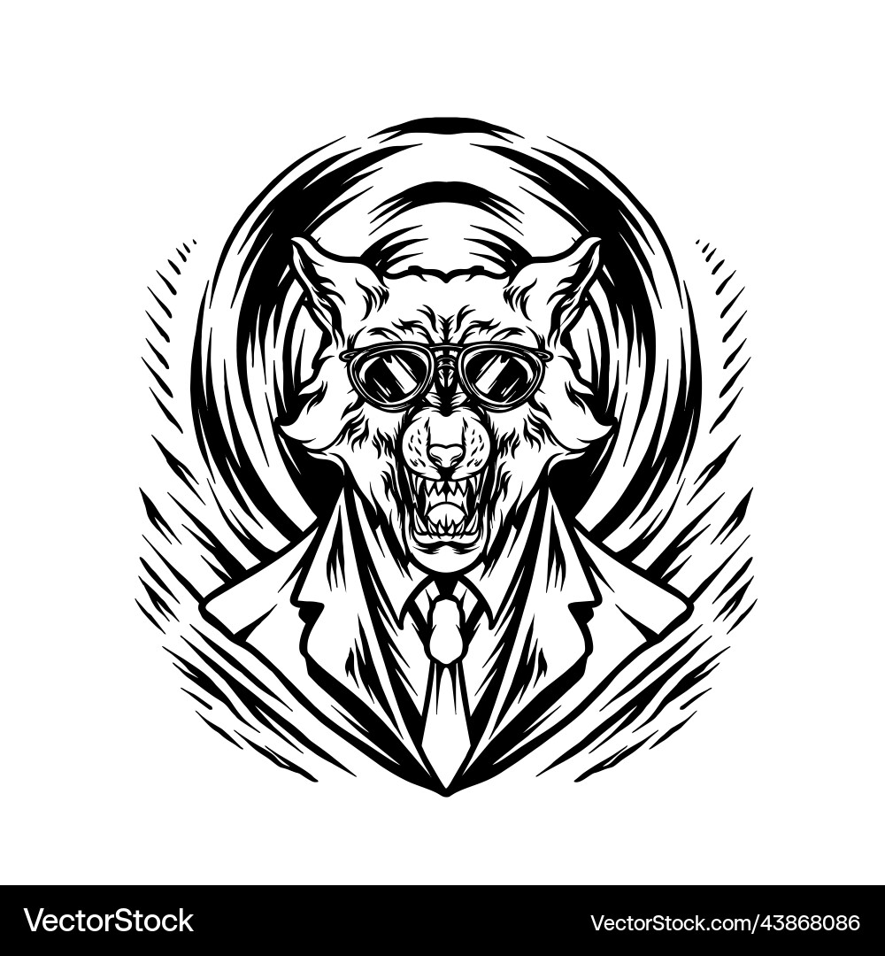 Wolfman mafia silhouette Royalty Free Vector Image