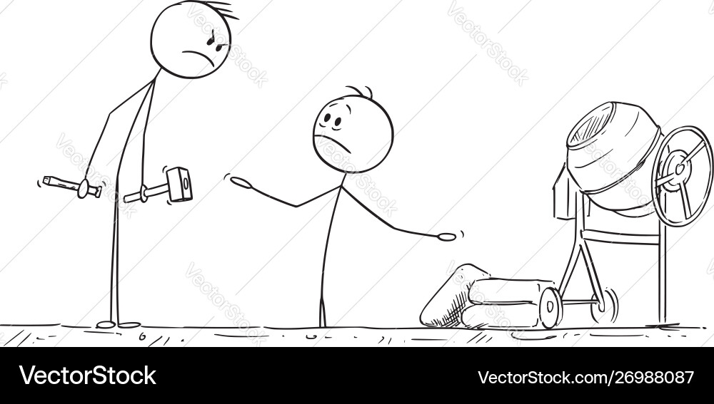 Cartoon man who get stuck in concrete Royalty Free Vector
