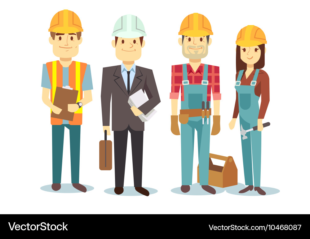 Construction workers team builder Royalty Free Vector Image