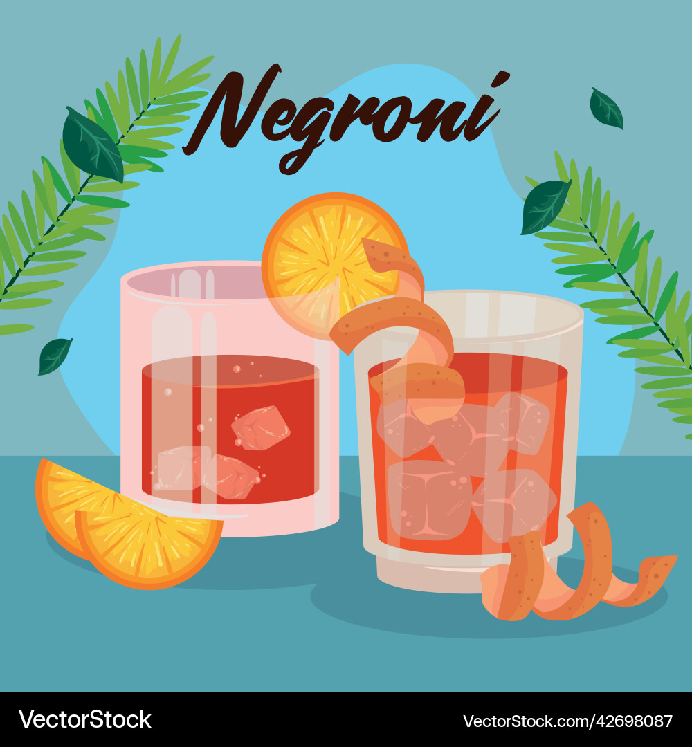Cool negroni cocktails Royalty Free Vector Image