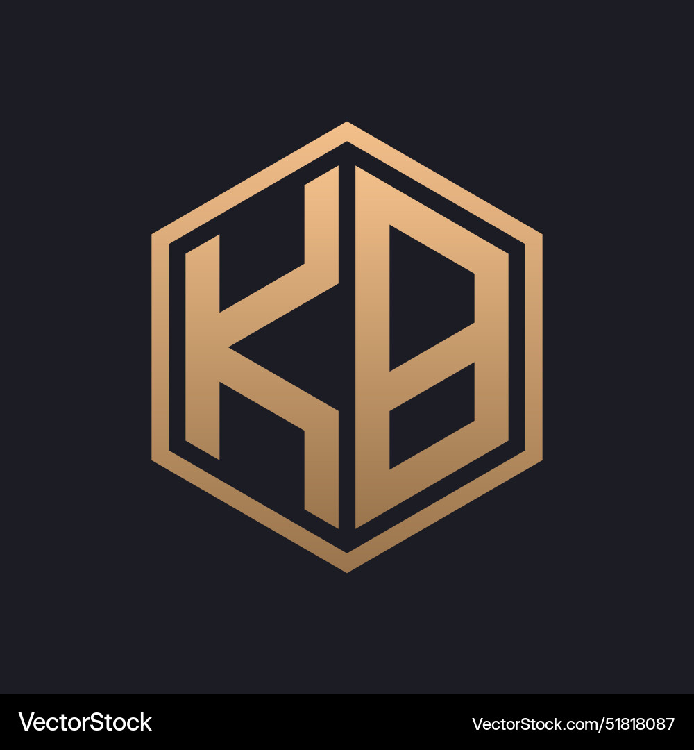 Elegant hexagon letter kb logo design initial Vector Image