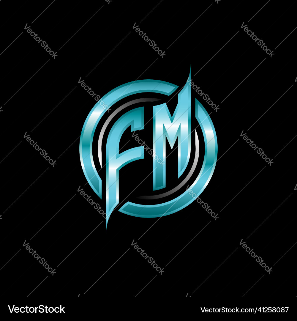 Fm initial monogram logo circle rounded Royalty Free Vector