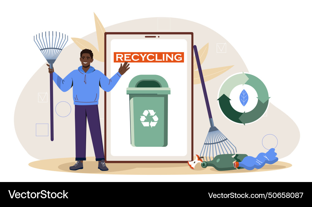 Man with recycling concept Royalty Free Vector Image