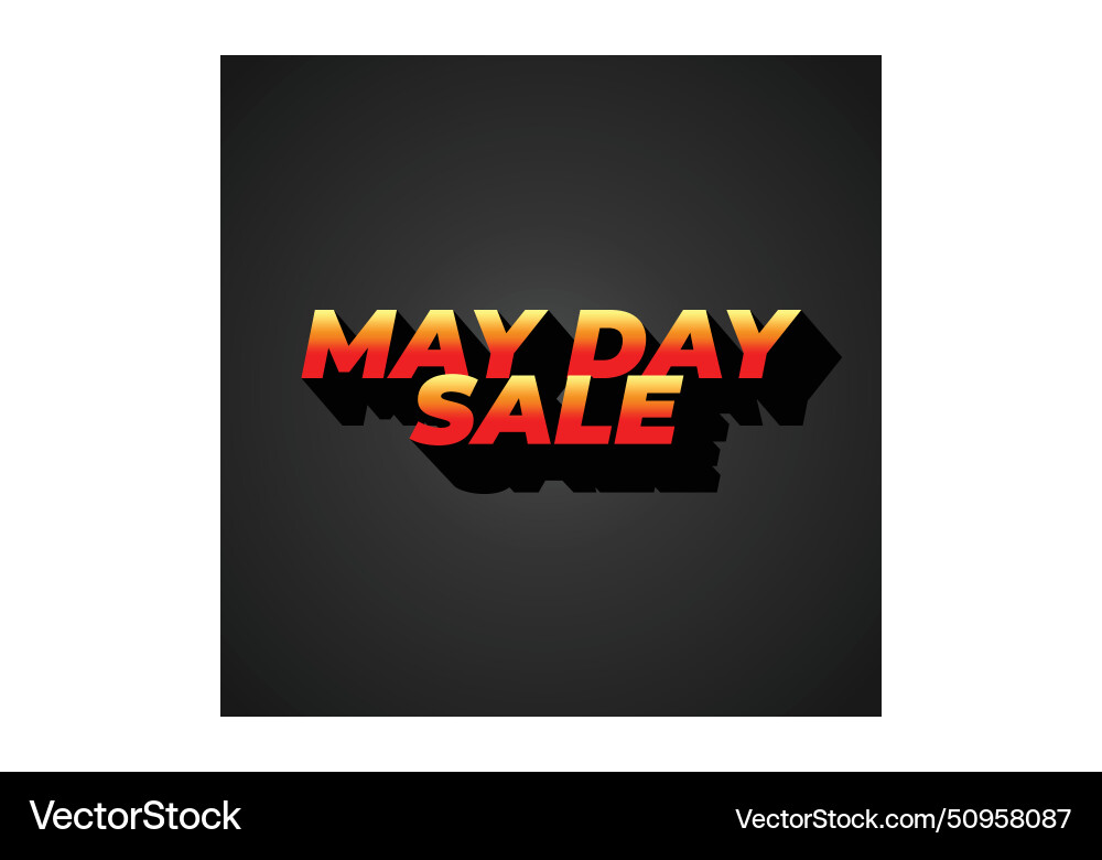 May day sale text effect in 3d look Royalty Free Vector