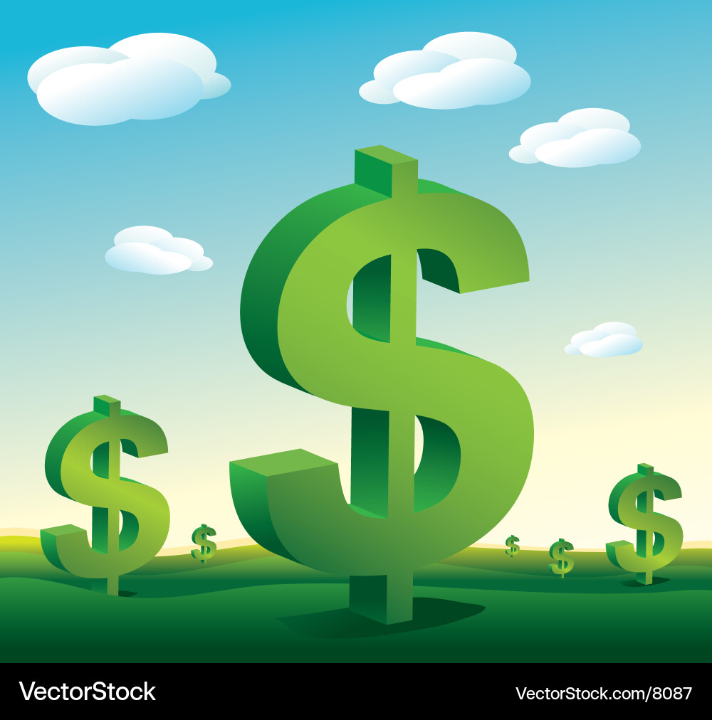 Multiple Dollar Signs Landscape Royalty Free Vector Image