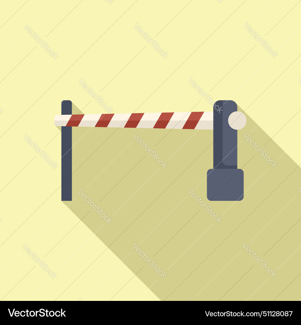 Striped railway cross barrier icon flat Royalty Free Vector