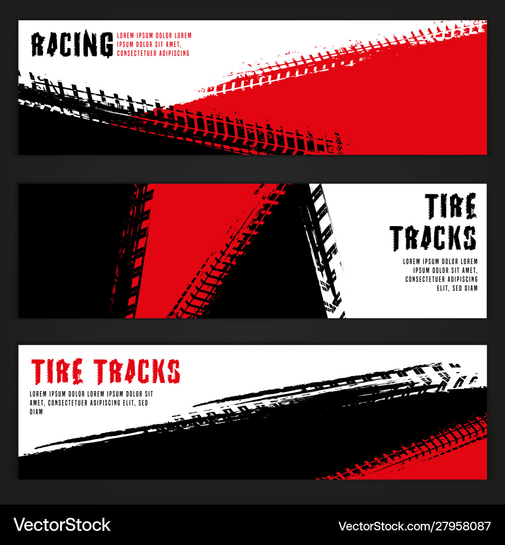 Tire track banners Royalty Free Vector Image - VectorStock