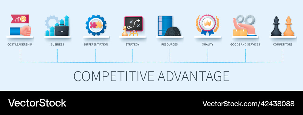 Competitive advantage web infographics in 3d Vector Image