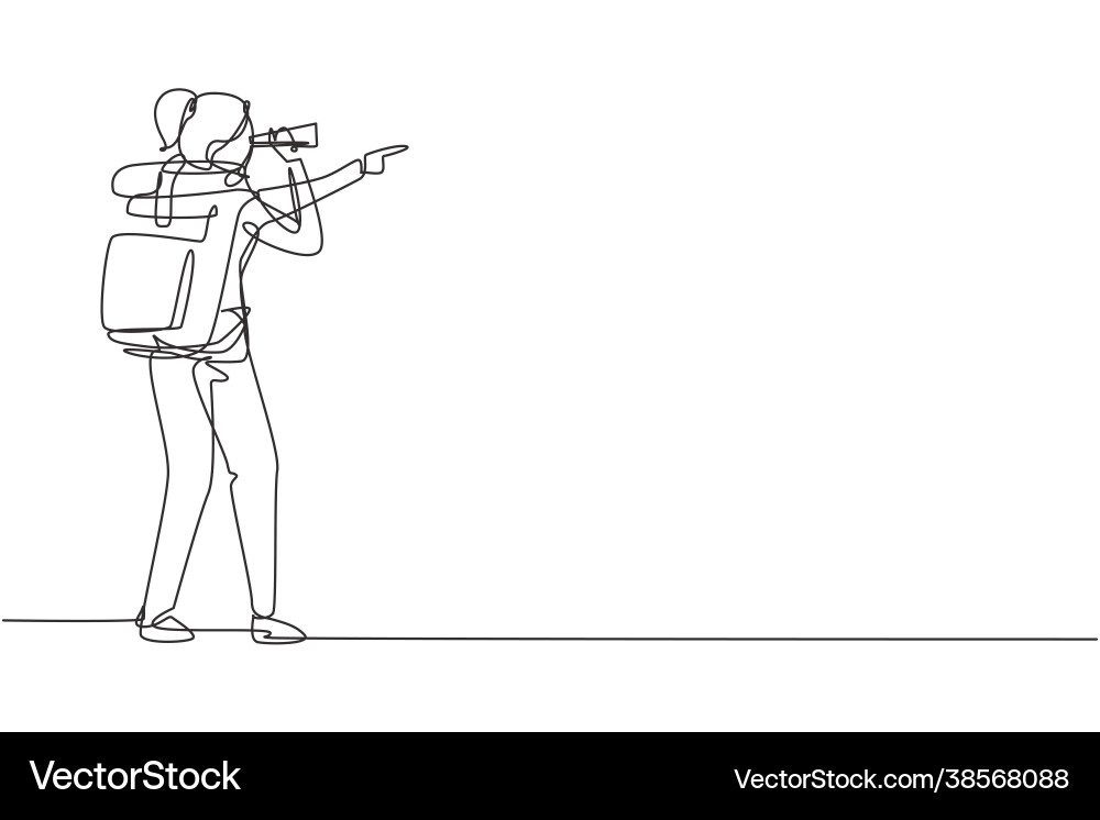 Continuous one line drawing female adventurer Vector Image