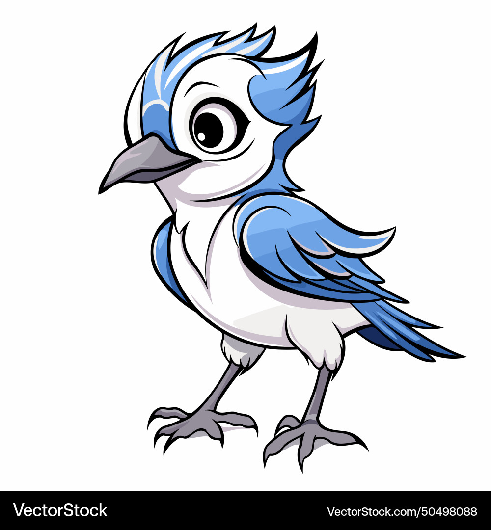 Cute cartoon blue bird on a white background Vector Image