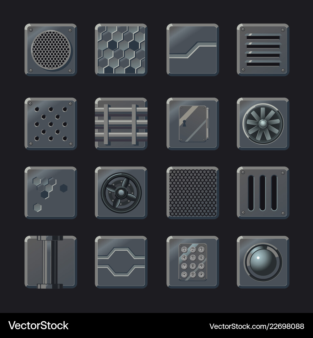 Industrial element set metal panel Royalty Free Vector Image