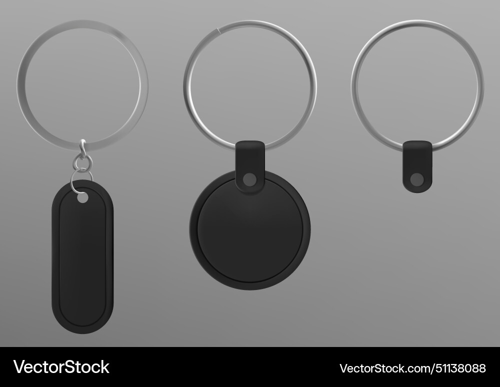 Set of black leather keychains Royalty Free Vector Image
