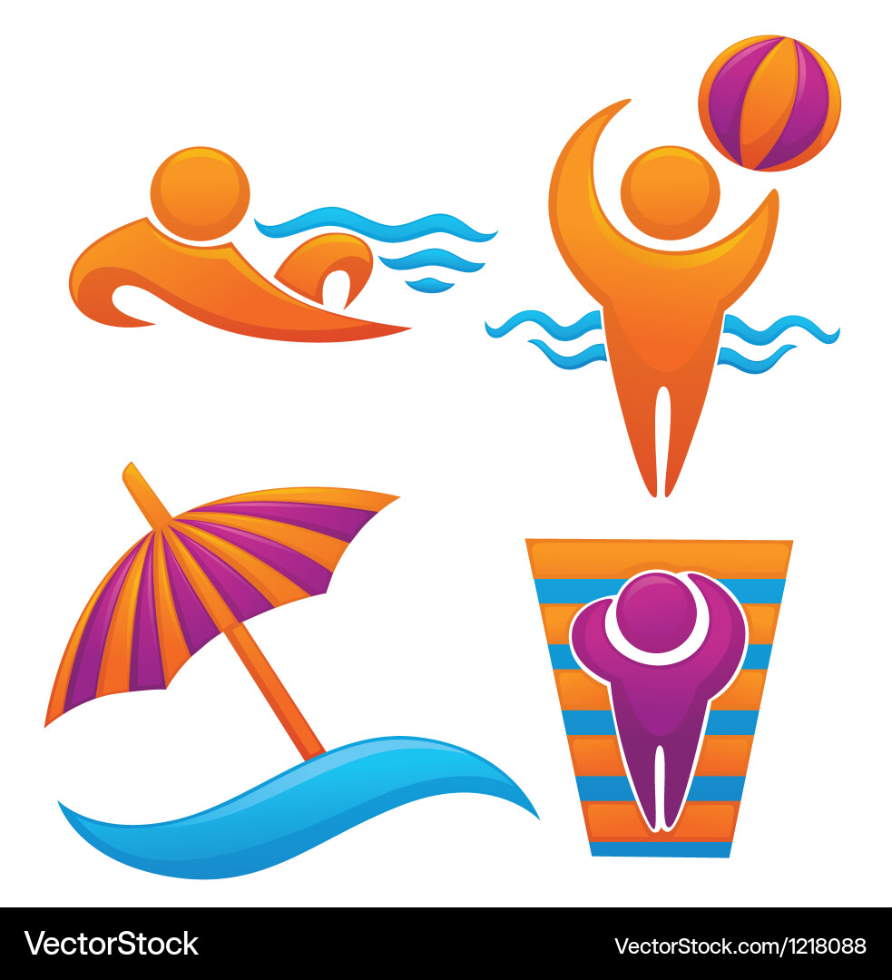 Summer trevel and vocation symbols Royalty Free Vector Image