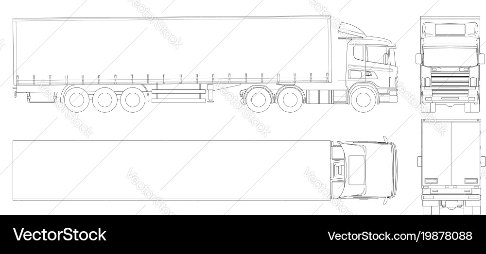 Truck Trailer Outline Royalty Free Vector Image