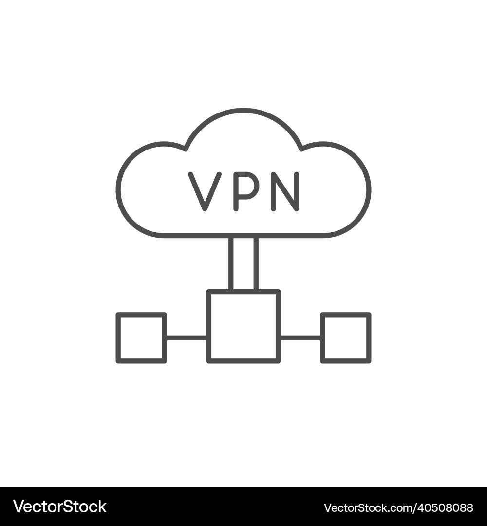 Vpn scheme line outline icon Royalty Free Vector Image