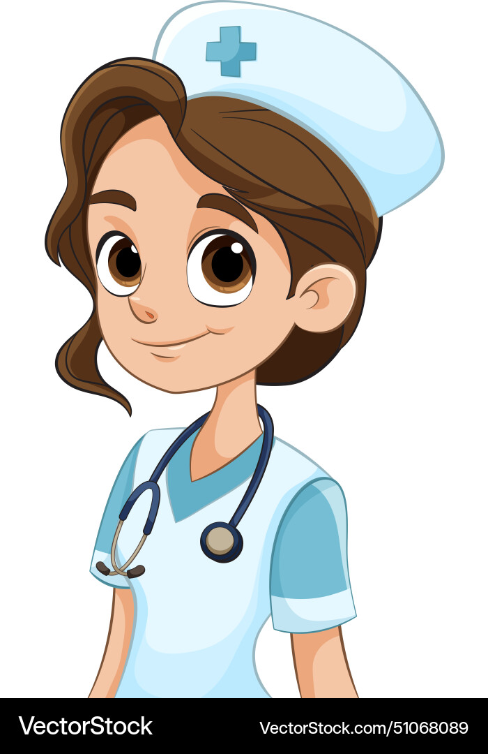 Cartoon nurse with stethoscope smiling gently Vector Image