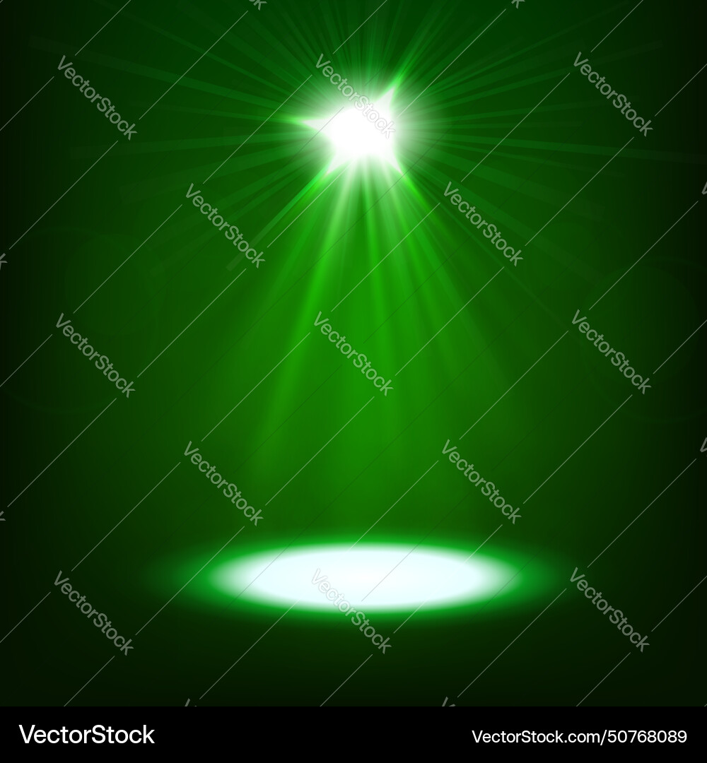 Green spotlight shining Royalty Free Vector Image