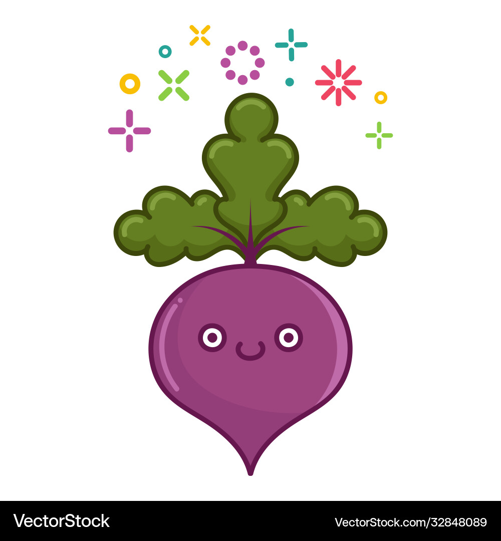 Kawaii smiling beet cartoon Royalty Free Vector Image