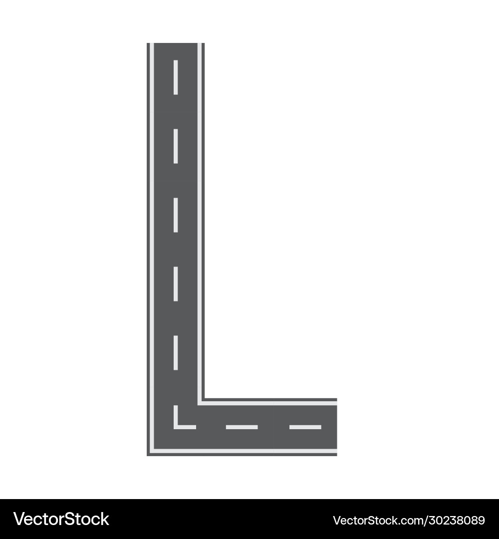 L letter for road or street font flat and solid Vector Image