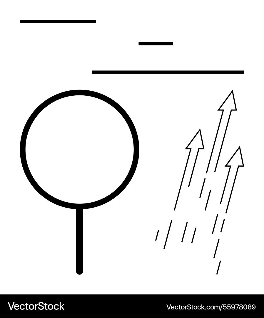 Magnifying glass and upward arrows representing Vector Image