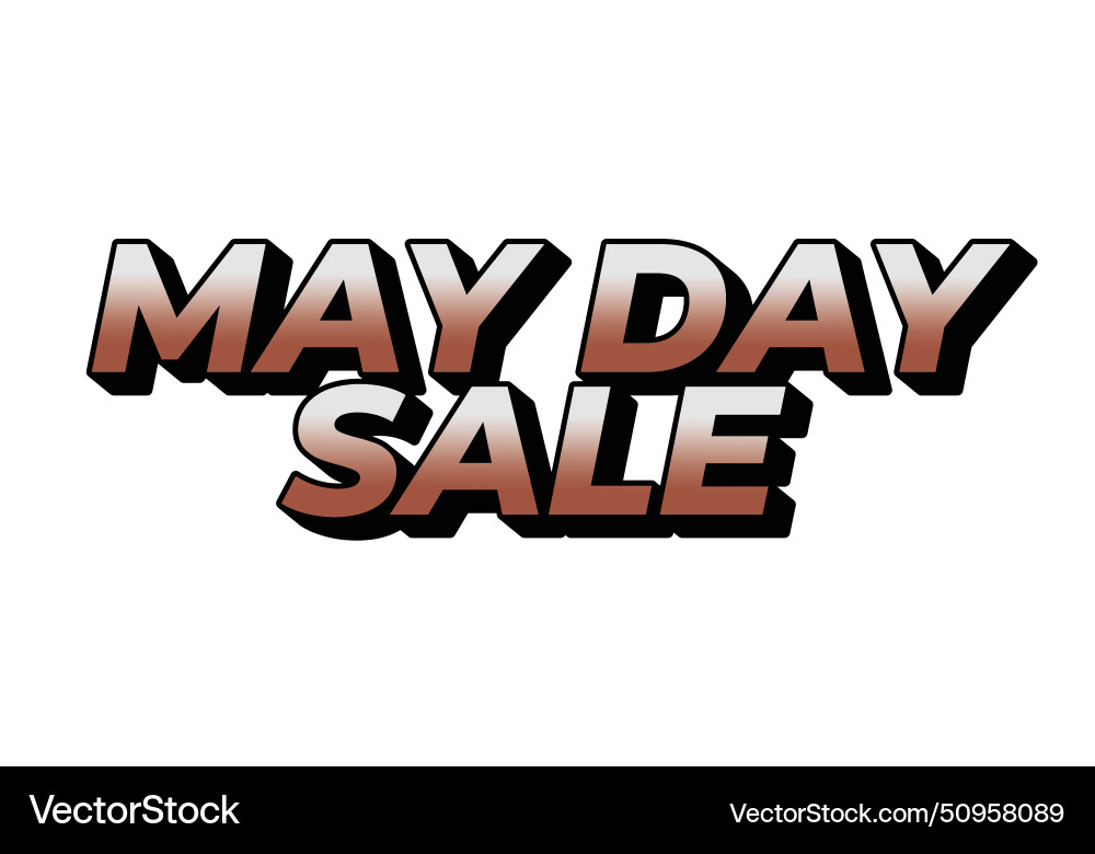 May day sale text effect in 3d look Royalty Free Vector