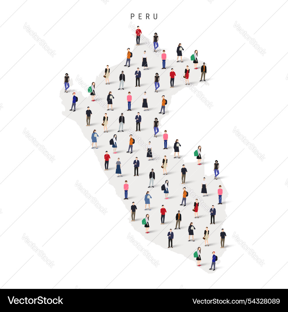 Peru population map large group of people Vector Image