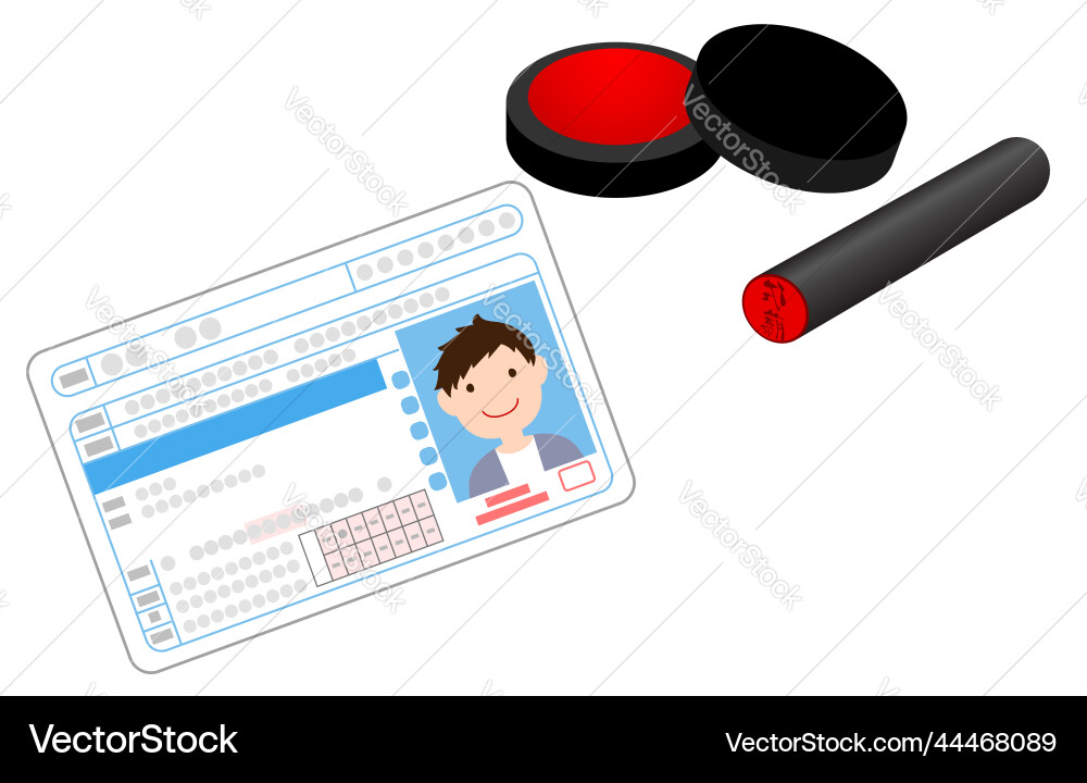 Seal and the ink pad drivers license Royalty Free Vector