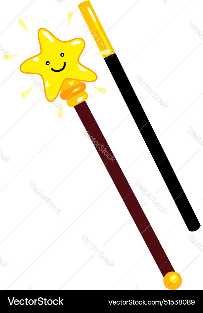 Smiling star magic wand Royalty Free Vector Image
