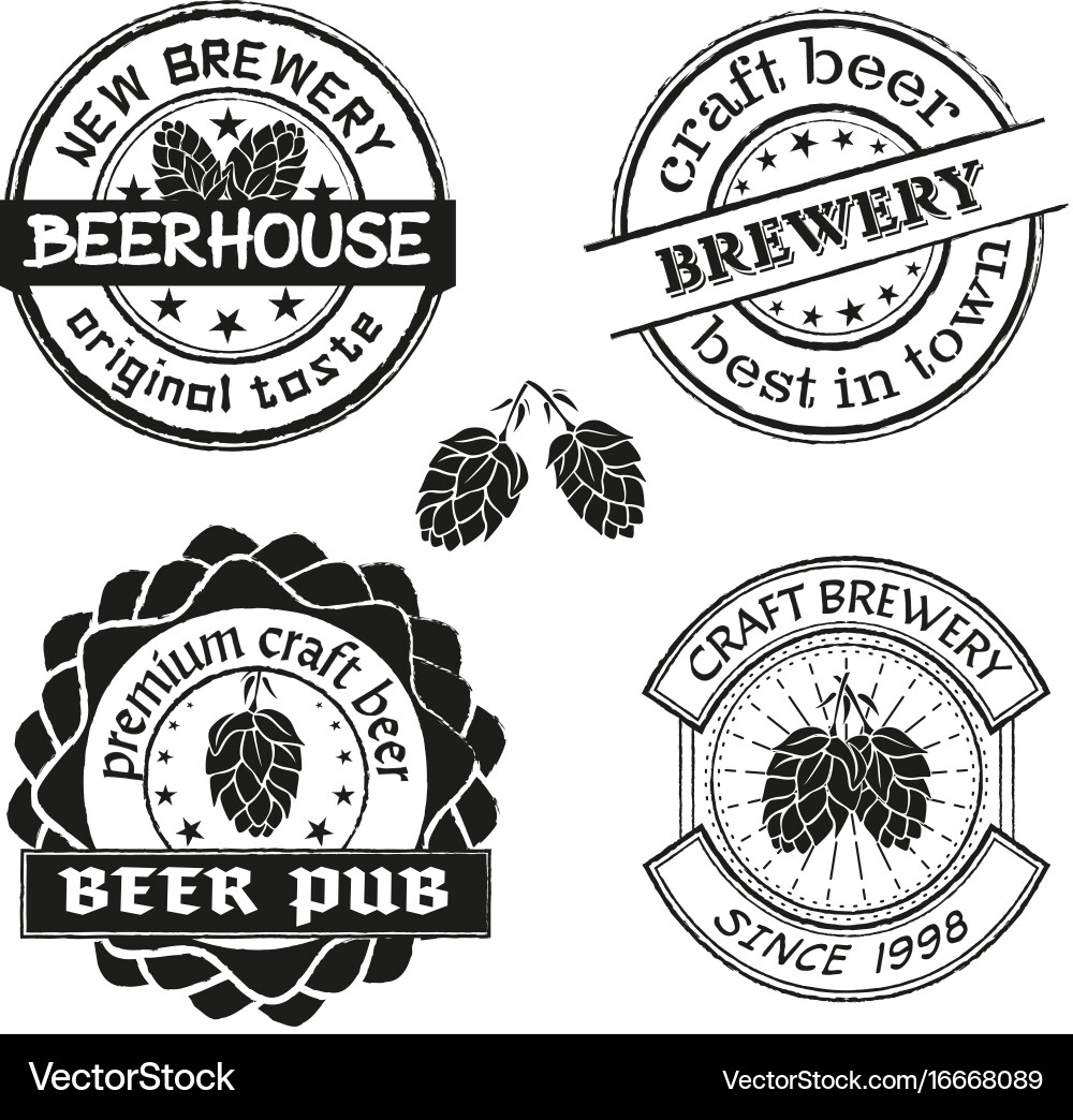 Vintage brewery logo emblems and badges Royalty Free Vector
