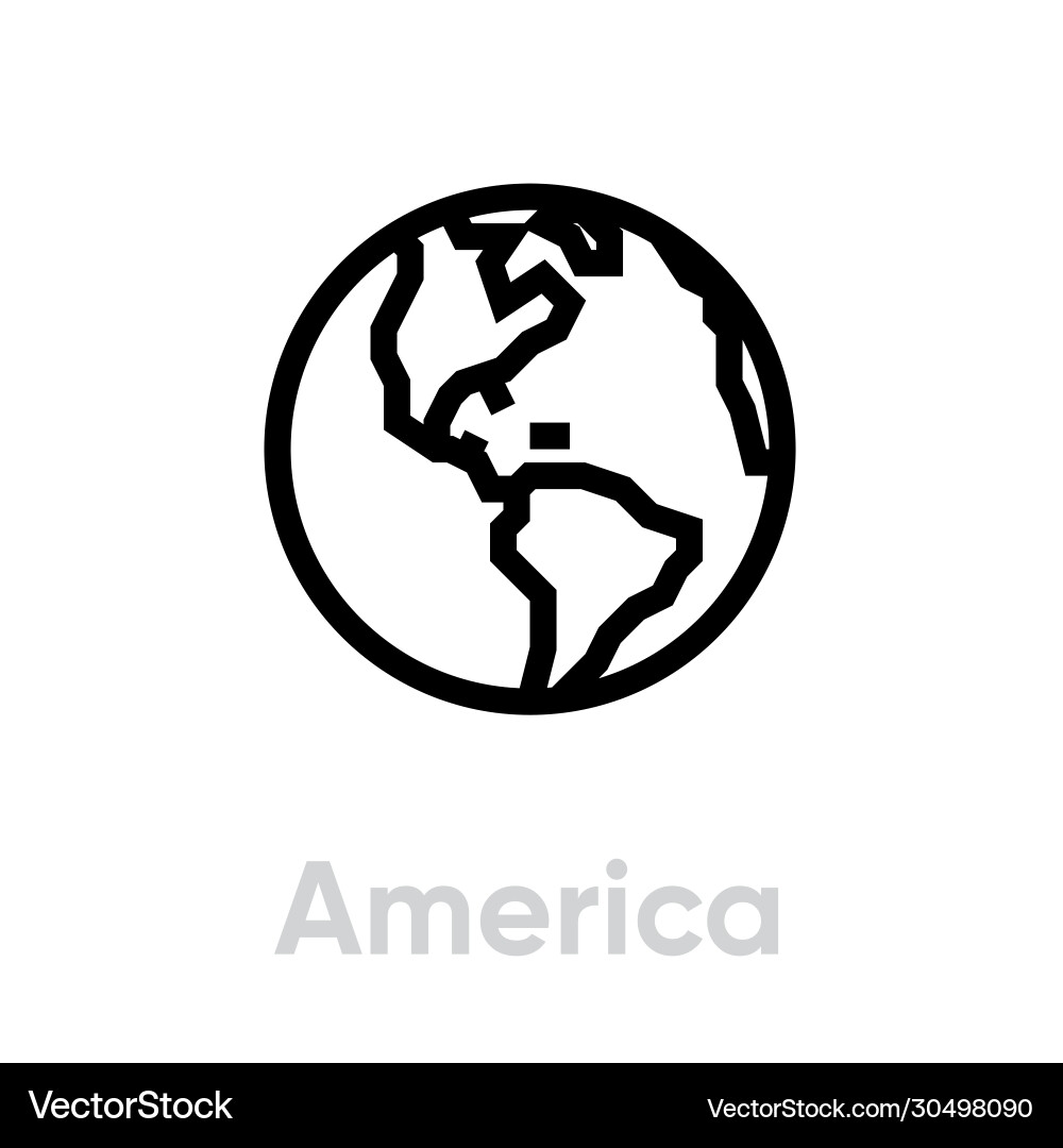America icon editable outline Royalty Free Vector Image