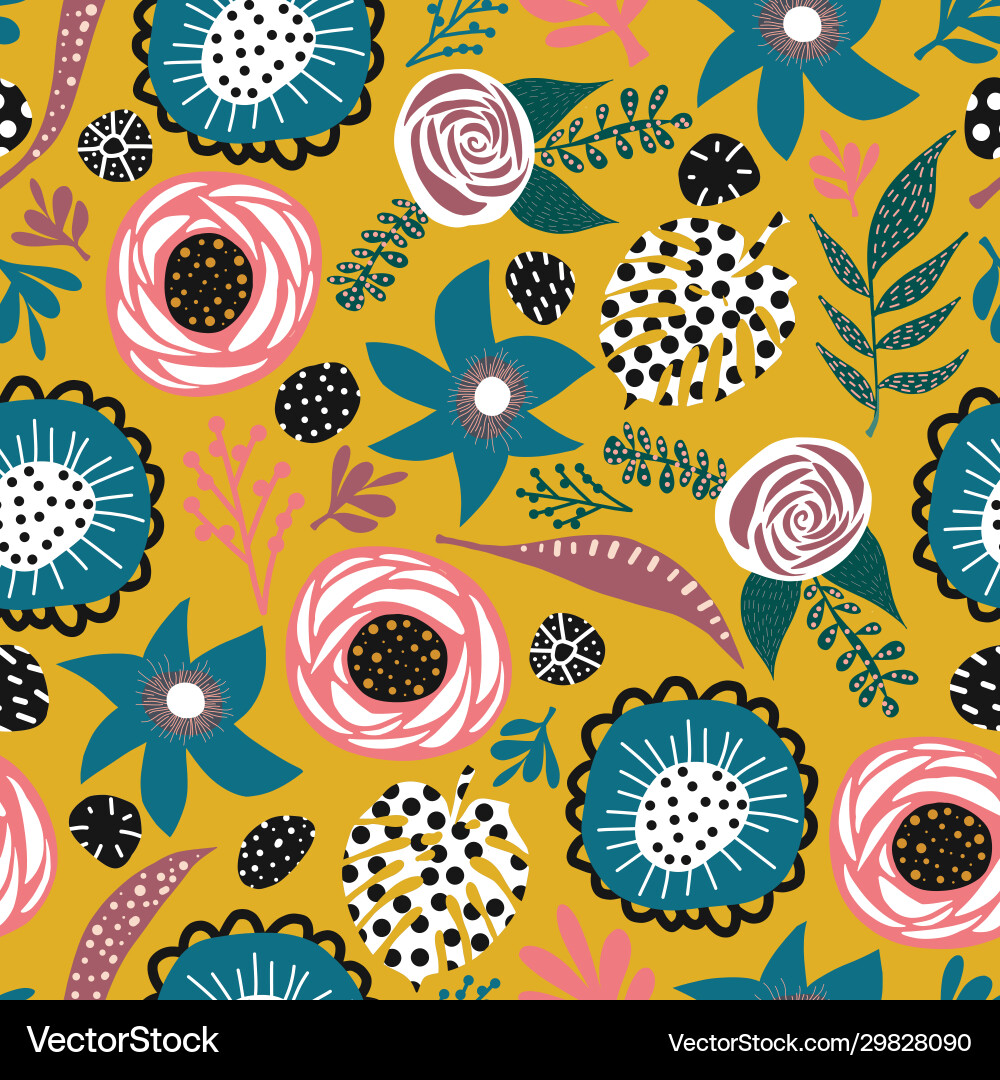 Floral Doodle Pattern Royalty Free Vector Image