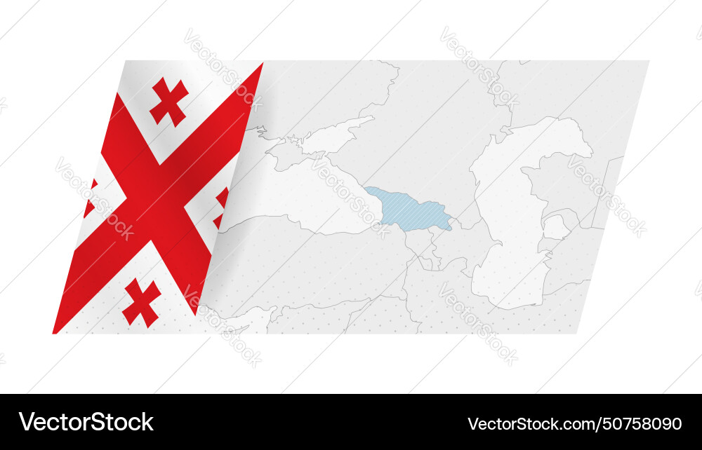 Georgia map in modern style with flag Royalty Free Vector