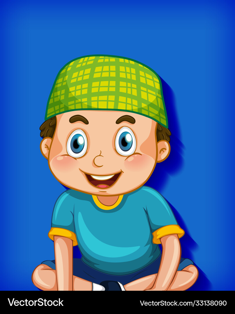 Male muslim cartoon character on colour gradient Vector Image