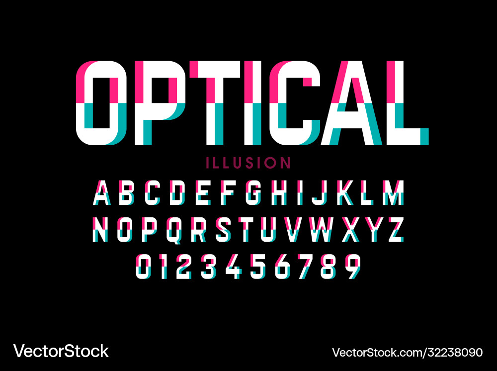 Optical Illusion Alphabet Font Royalty Free Vector Image