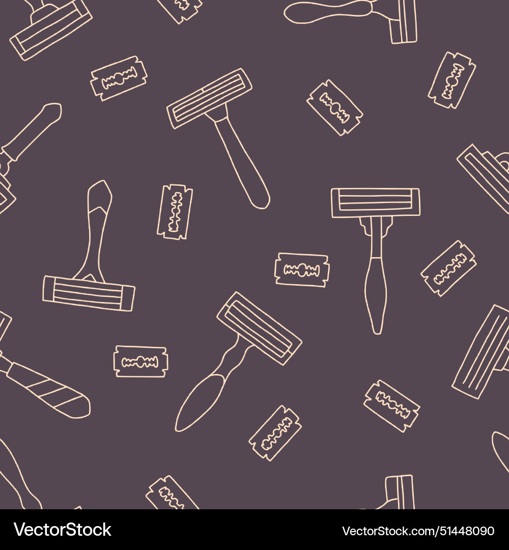 Outline razor blade shaving seamless pattern Vector Image