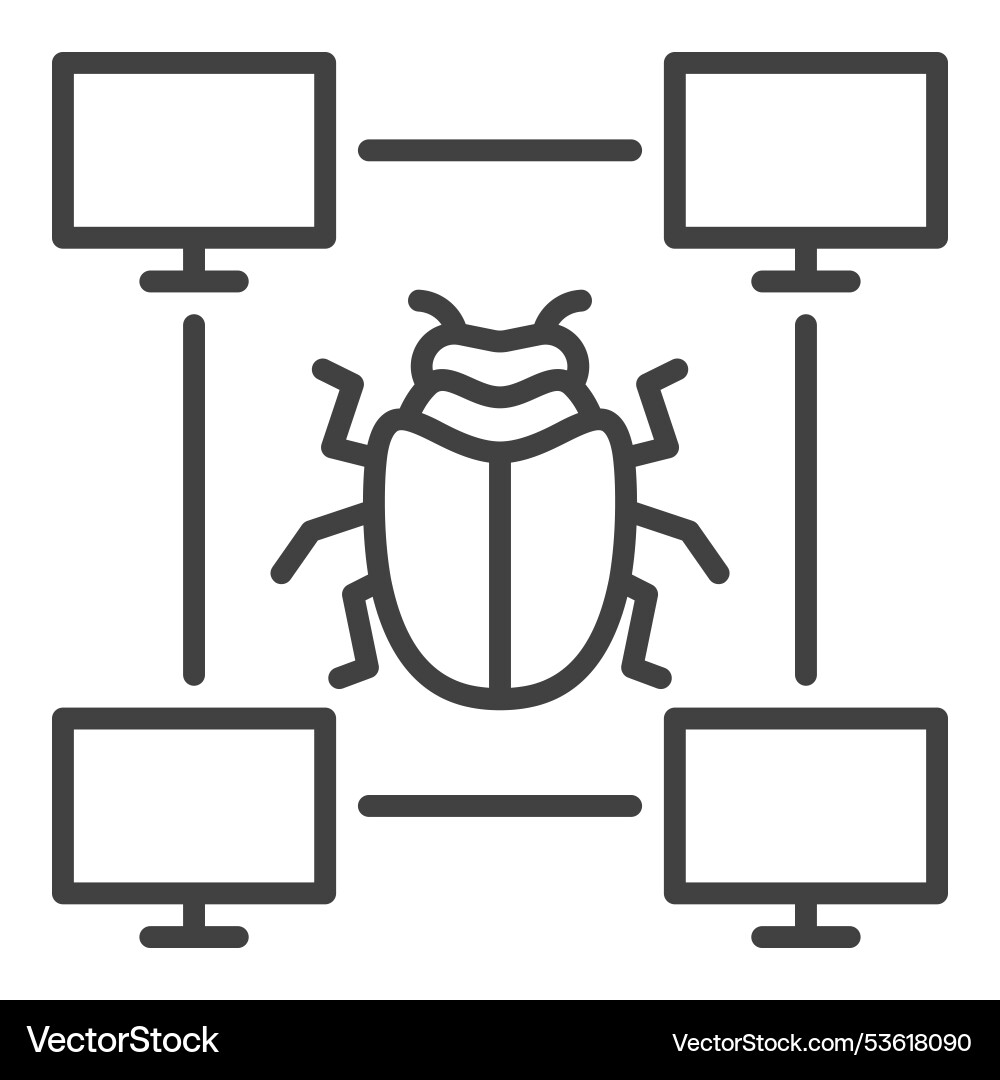 Pc bug minimal icon or sign in thin line style Vector Image