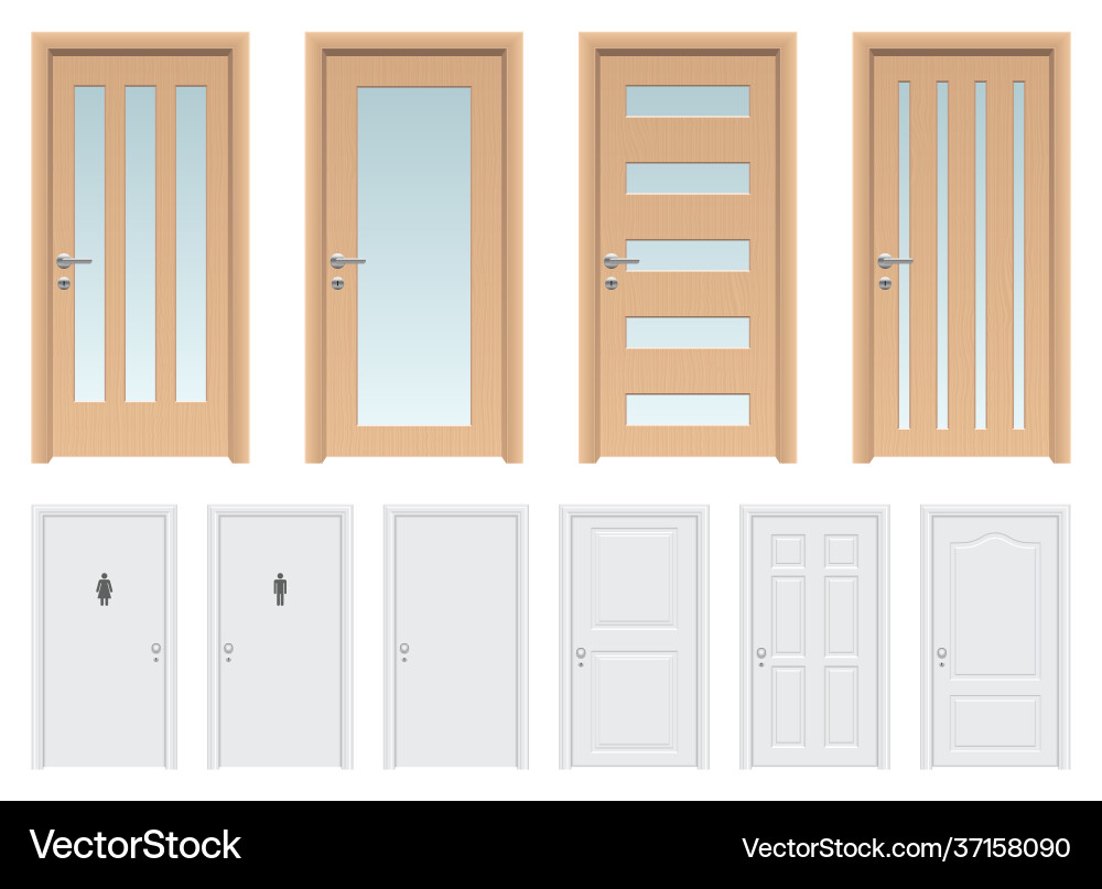 Realistic door design isolated on white background