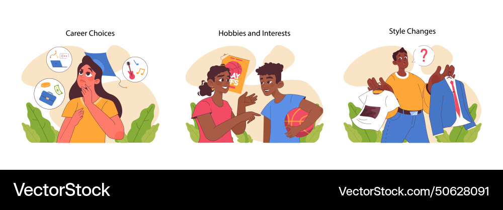 Adolescent development set flat Royalty Free Vector Image